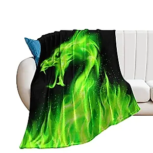 Fire Head of Dragon Flannel Fleece Throw Blanket Soft Warm Lightweight Fuzzy Plush Blankets for Bed Couch Sofa 70"x80"