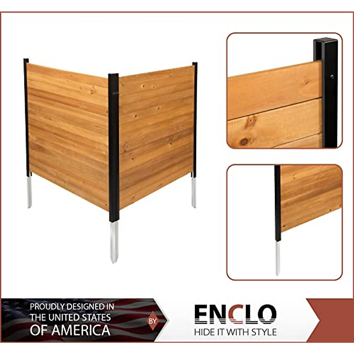 Enclo Privacy Screens EC18008 Richmond Wood Outdoor Privacy Fence Screen No-Dig Kit 38" W x 42" H, Cedar (2 Panels)