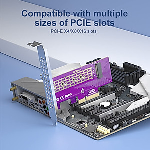 PCIe 3.0 to NVMe (1) M.2 Adapter for M.2 (M Key) SSD, X4,Supports PCIe M.2 SSDs (NVMe and AHCI): 2230, 2242, 2260 and 2280 Drives