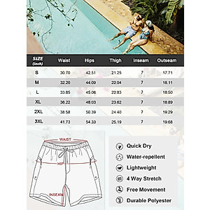 SILKWORLD Mens Swim Trunks 2 in 1 Quick Dry 7 Inch Swimming Shorts with Zipper Pockets, Navy Blue Stripe, Large