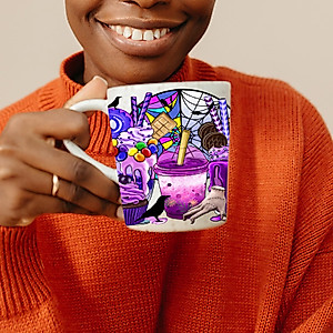 Elitles Made Halloween UV DTF Cup Wrap Transfer for Glass 16oz, 12 Sheetes Transfers Stickers Decals, Rub on Crafts, Ready to Apply, Permanent Adhesive, No Heat Needed