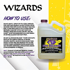 Wizards Bug Release - All Surface Bug Remover and Wash for All Vehicles - Softens and Neutralizes Acidic Bug Protein - Doubles as Spot Cleaner and Pre-Soak Car Cleaner - 1 Gallon