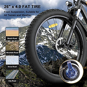 aostirmotor 750W Electric Bike for Adults 48V 13AH Fat Tire Ebike with Rack and Fender, 26"×4" inch Electric Bicycles, Shimano 7 Speed Electric Mountain Bike (White)