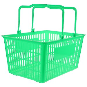 JECOMPRIS Plastic Shopping Basket Grocery Shopping Basket Cart with Handle Portable Storage Container Cosmetic Organizer for Supermarket Retail Shop Book Store Laundry Green
