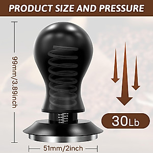 ANSOOK 51mm Espresso Tamper, Stainless Steel Tamper Powder Press with Scale, Espresso Hand Tamper with Tamper Mat, Coffee Tamper & Cleaning Brush