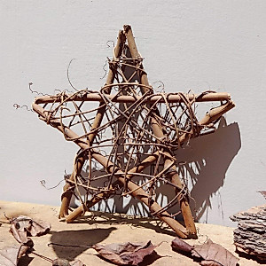 Star Wreath Natural Grapevine Rings Wicker Rattan Branch Wreath Stick Wreath Vine Wreath for Home Garden Wedding Hanging Decor (6 inches)