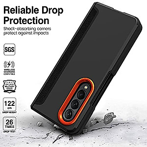 XIIICASE Galaxy Z Fold 4 Case Magnetic Hinge Protection Shockproof Hard PC Soft TPU Protective Cover for Samsung Galaxy Z Fold 4 5G (Red)