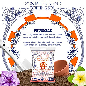 Organic Mechanics Container Blend Potting Soil, 16 Quarts – with Compost, Aged Pine Bark, Coir, Rice Hulls, and Worm Castings for Growing Annuals & Outdoor Containers - Peat-Free & Eco-Friendly