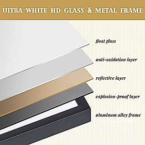 Koonmi 71"x31" Full Length Mirror Extra Large Floor Mirror Hanging or Leaning Against Wall Mounted Aluminum Alloy Dressing Rectangle Body Mirror Bedroom Burst-Proof Glass, Black