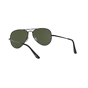 Ray-Ban RB3689 Aviator Metal II Sunglasses, Black/G-15 Green, 55 mm