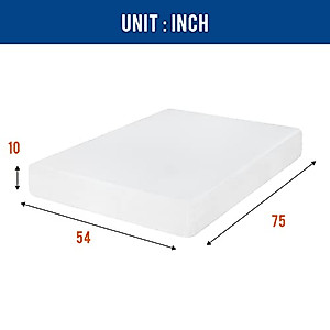 6/8/10/12 inch Gel Memory Foam Mattress for Cool Sleep & Pressure Relief, Medium Firm Mattresses CertiPUR-US Certified/Bed-in-a-Box/Pressure Relieving (10 in, Full) White