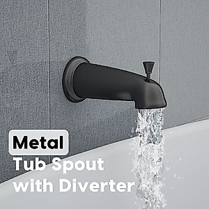 WRISIN Black Shower Faucet Set with Tub Spout (Valve Included), Black Shower Head and Handle Set, Bathtub Faucet Set with 4.7 Inch & 6 Setting Handheld