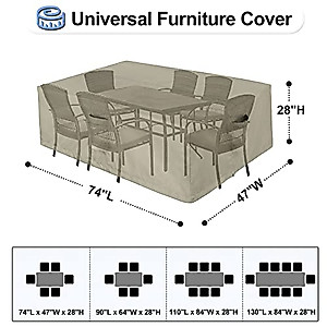 OutdoorLines Outdoor Waterproof Patio Table Furniture Set Covers - Rectangle Couch Sectional Cover Outside Weatherproof Patio Furniture Covering for Deck, Lawn and Backyard 74"L x 47"W x 28"H, Camel