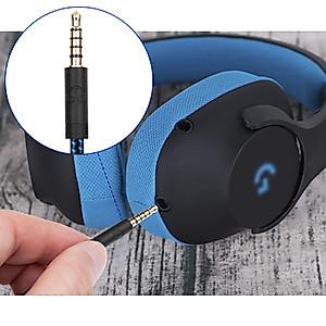 G433 Cable, Braided Replacement Extension Cord with Mic Mute Volume Control Clip for Logitech G433 G233 G Pro X Gaming Headset - Blue