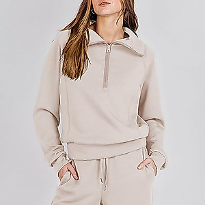 My Recent Orders Placed By Me Sweatshirt and Sweatpants Set Women Women Fashion 2023 Lounge Sets Oversized Sweatshirt Wide Leg Sweatpant Comfort 2 Piece Outfits Sweatsuit Loose Tracksuit H02 Beige