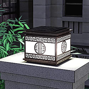 JSBDPHW Modern Simple Iron Square Pillar Lamp Solar Post Light Outdoor Waterproof Column Light Acrylic Lampshade Villa Garden Decoration Landscape Light