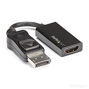 StarTech.com DisplayPort to HDMI Adapter - 4K 60Hz Active DP 1.4 to HDMI 2.0 Video Converter - DP to HDMI Monitor/TV/Display Cable Adapter Dongle - Latching DP Connector (DP2HD4K60S), Black