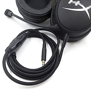 HyperX Cloud Alpha Replacement Cable - Compatible with Cloud Alpha, Mix, Flight, Logitech G633, G933 Gaming Headsets - 3.5mm Audio Cable with Mute & Volume Control (No Mic, 4.9ft)