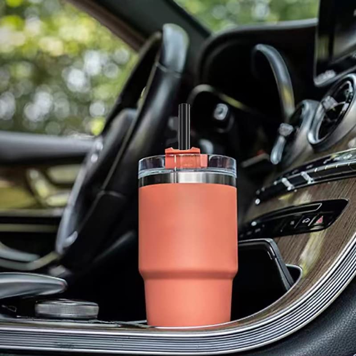 Replacement Silicone Straws for 40 oz Stanley Adventure Travel Tumbler, 12 inch Extra Long Reusable Black Stanley Tumber Straws for Stanley Cup, Pack of 6 with 2 Cleaning Brushes