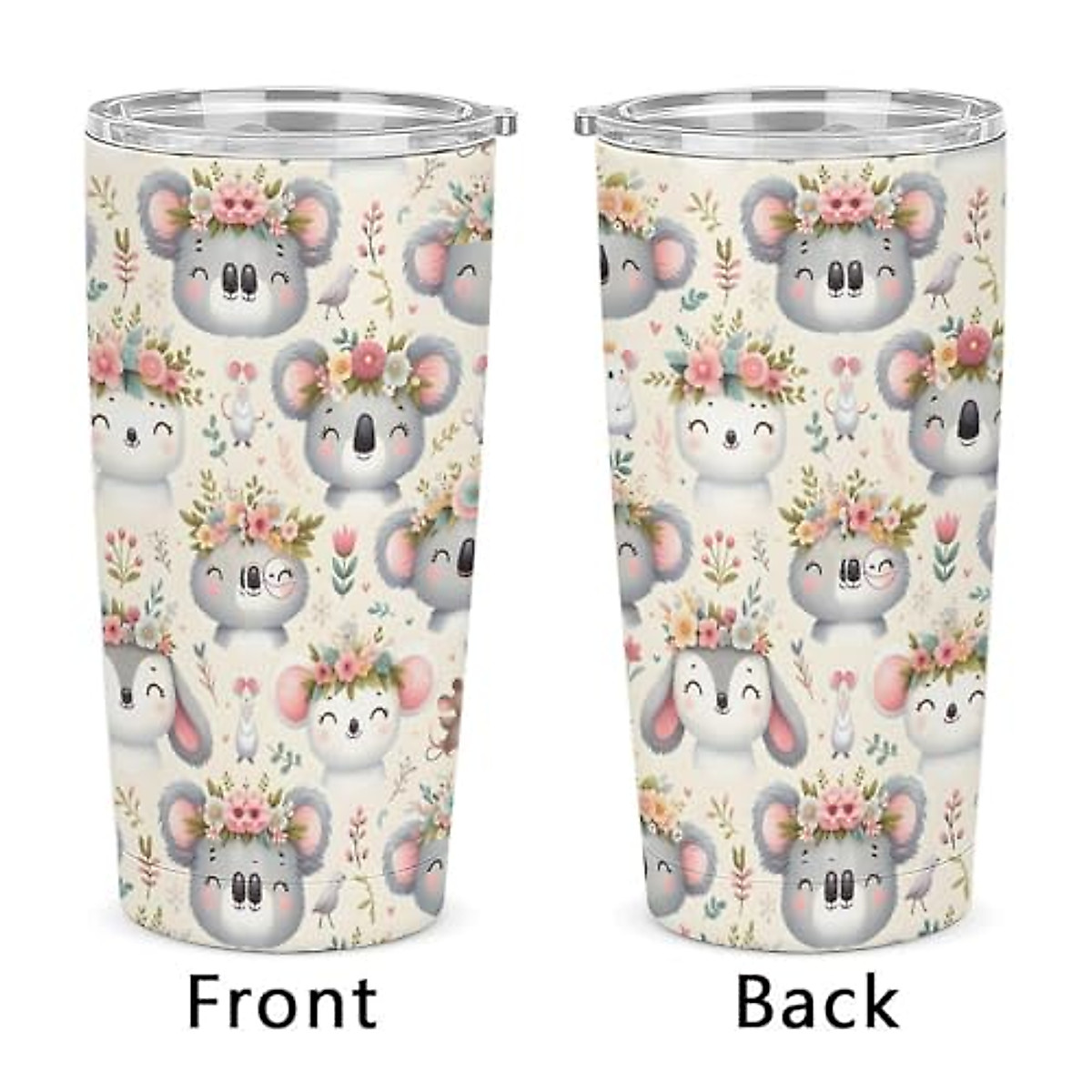 KIOWEIR Cute Koala Stainless Steel Tumbler 20oz With Lid And Straw, Insulated Tumblers Coffee Cup, Travel Mug for Ice Drink & Hot Beverage for Women Men Boys Girls