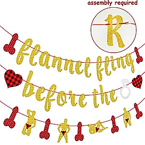 Flannel Fling Before The Ring Bachelorette Banner Male Strippers Banner for Plaid Bachelorette Camp Bachelorette Party Decorations (Gold)
