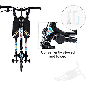 AODI Swing Scooter for Kids, 3 Wheels Foldable Wiggle Scooter Push Drifting with Adjustable & 2 Rear LED Wheels Kicks Scooter for Boys and Girls Ages 3-8