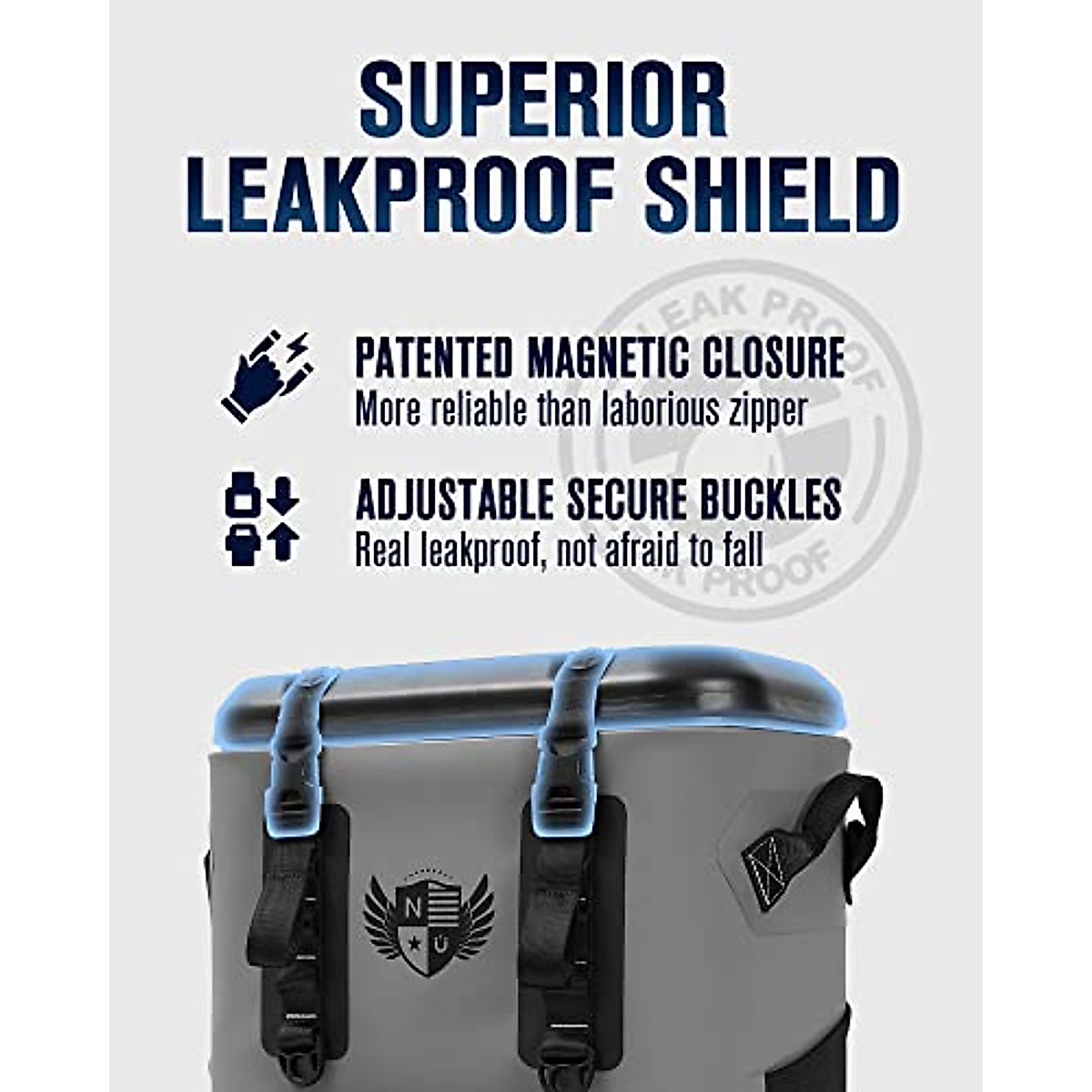 Novoto Magnetic Backpack Cooler 30 Can, Leakproof Insulated Backpack Coolers, Waterproof Soft Cooler Bag for Men & Women, One-Handed Quick Access for Beach, Lunch, Picnic, Kayak, Car, Camping (Gray)