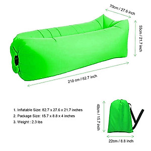 Beiruoyu Inflatable Lounger Air Chair Sofa Bed Sleeping Bag Couch for Beach Camping Lake Garden (Green02)