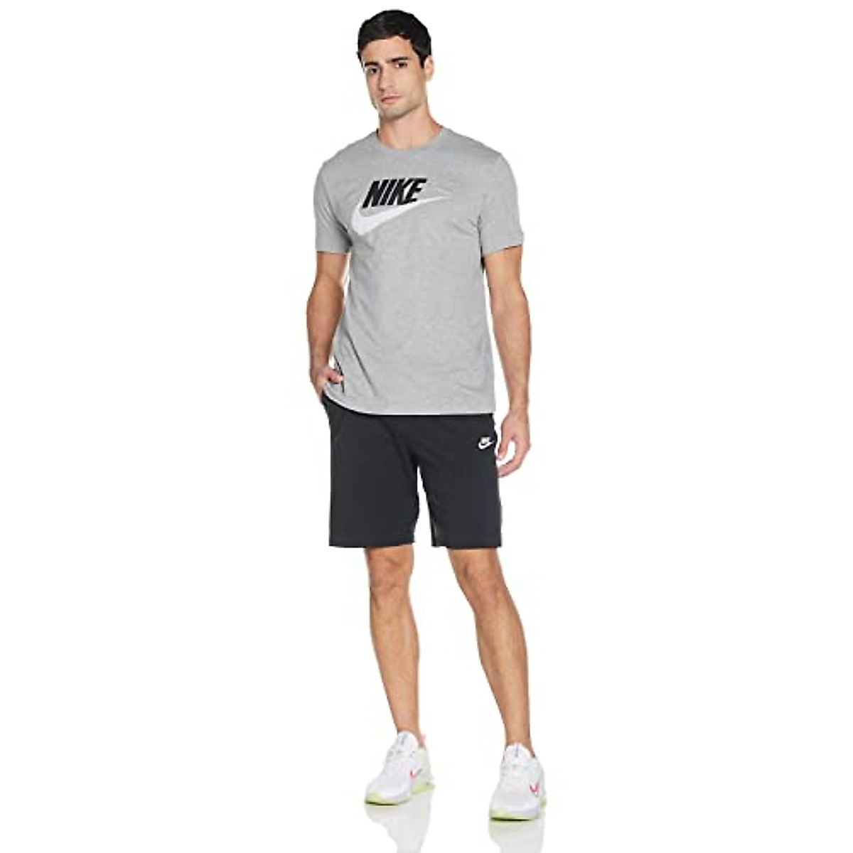 Nike Men's Sportswear Club Short Jersey, Black/White, Large