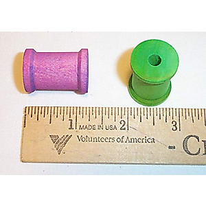 25 Parrot Bird Toy Parts Colored Wood Spools 1-3/16" Large Wooden Craft Beads
