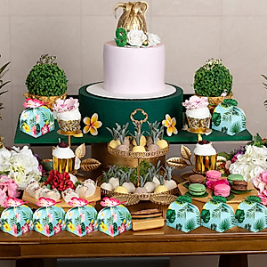 Gerrii 36 Pack Tropical Gift Box Set Luau Tropical Party Favor Boxes Hawaiian Goodie Boxes Tropical Palm Leaves Candy Box Summer Aloha Hibiscus Treat Box for Aloha Luau Hawaiian Summer Party, 2 Design