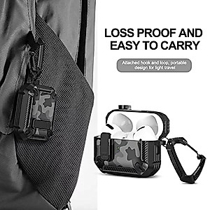 HARMARK Design for Airpods Pro 2nd Generation Case Cover 2023, Shockproof AirPods Pro 2 Case for Men Women with Lock and Carabiner, Full Body Protection Cover for Air Pods Pro 2, Camouflage Grey