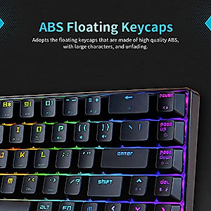 Wscoficey Gaming Office Keyboard RGB Backlight, Portable 68 Keys Ergonomic Design Metal Panel, Blue Switch Floating Key-caps for Windows PC Laptop Desktop