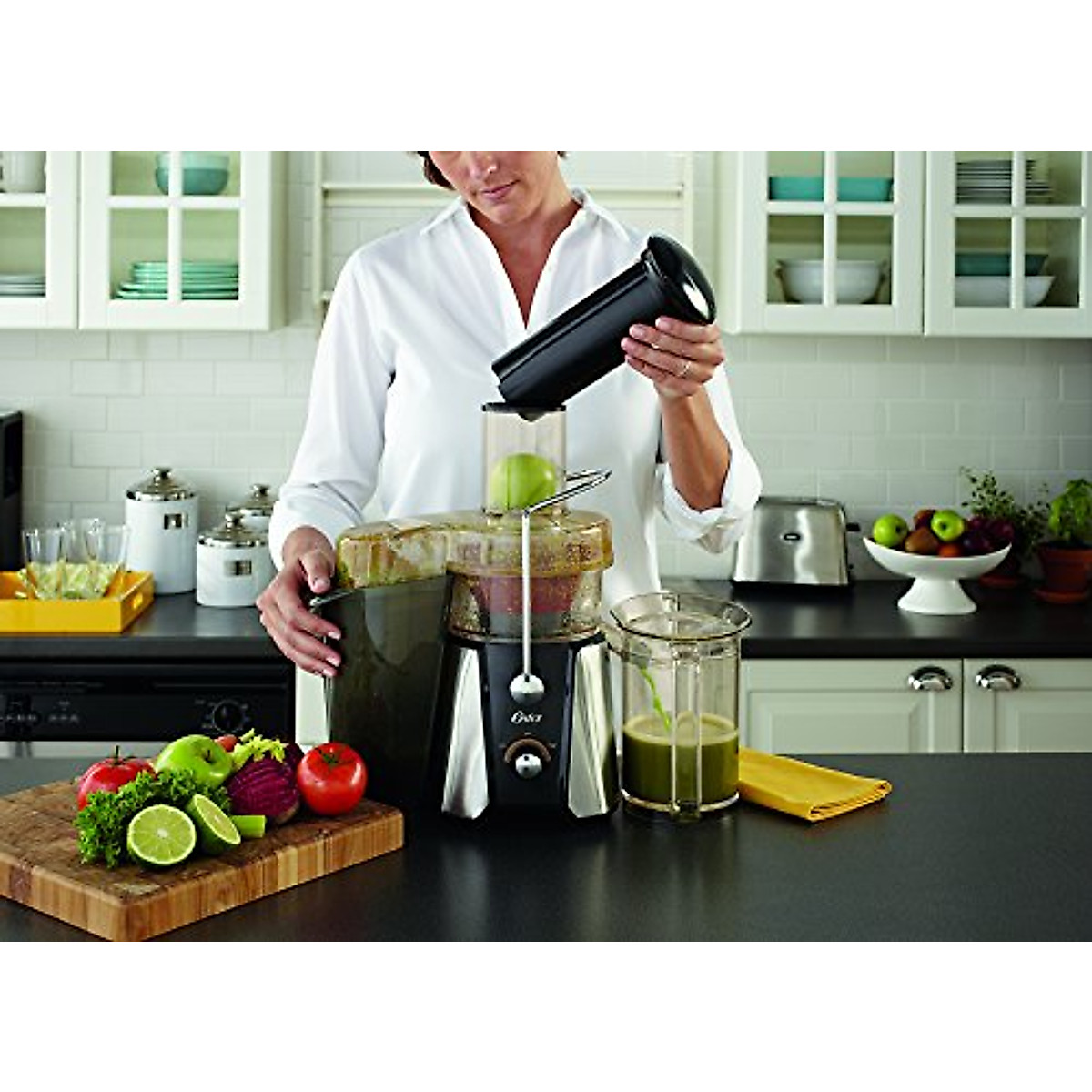 Oster JusSimple 2-Speed Easy Clean Juice Extractor with Extra-Wide Feed Chute, FPSTJE9010-000, 900W, Black/Silver