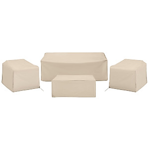 Crosley Furniture Patio Furniture Covers, Waterproof 4-Piece Cover Set for Outdoor Chairs, Sofa, Table, Tan