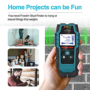 HANMATEK Stud Finder Wall Scanner Detector with Pro Smart Sensor, Audio Alarm and HD LCD Display, 5 in 1 Upgrade Wood Exact Mode Stud Finder Tool for The Center Edge of Metal, Studs, AC Wire,Pipe