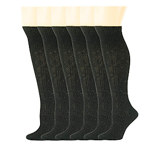 SUMONA 6 pairs Women Wool Cable Knit Knee High/Thigh High/Crew Winter Boot Socks 9-11 (6 Pairs Black Knee High, 9-11)