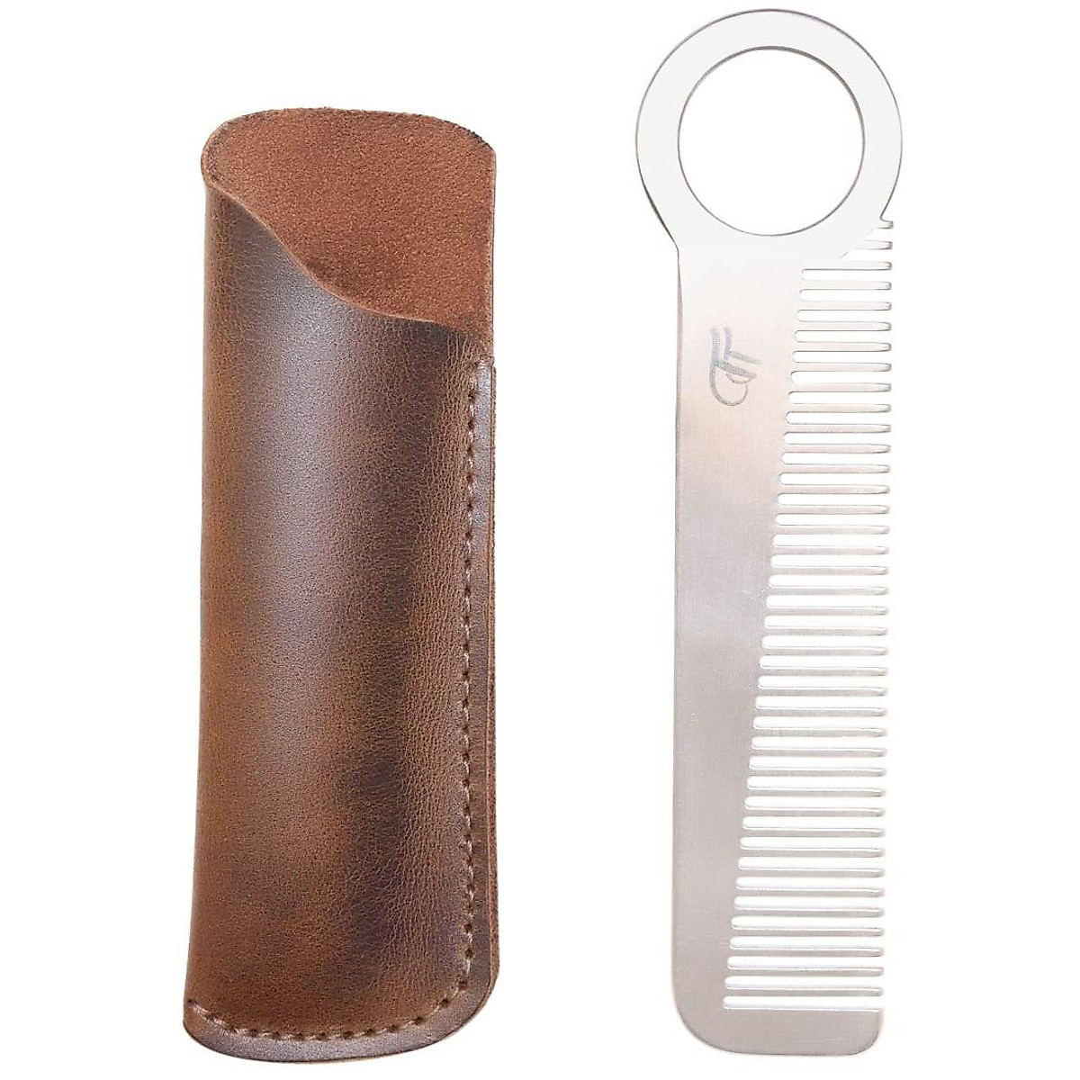 Hide & Drink, Rustic Comb Case (Comb NOT Included), Protector Holster, Stylish Sleeve, Personal Care, Barber Accessories, Full Grain Leather, Handmade, Bourbon Brown
