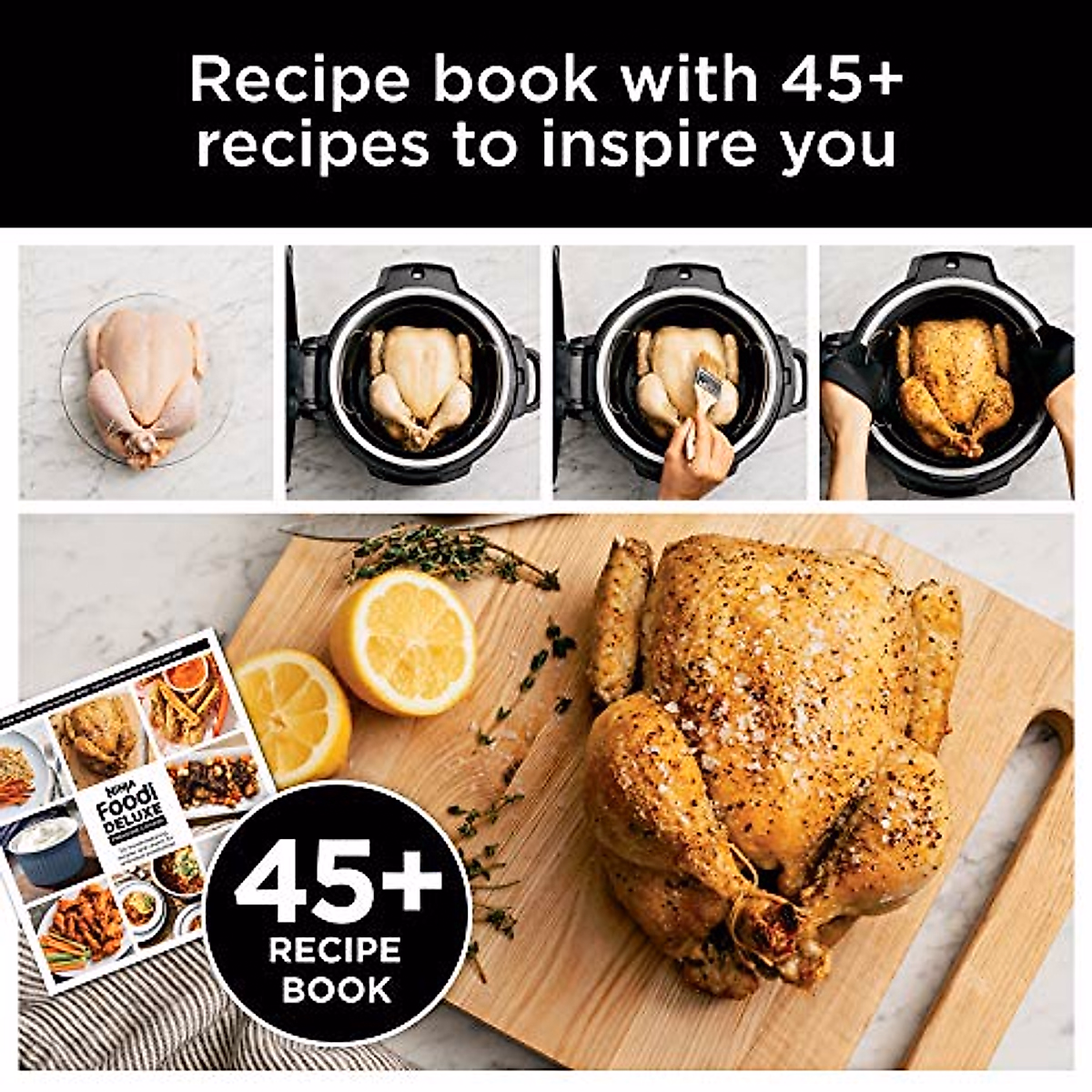 Ninja FD401 Foodi 12-in-1 Deluxe XL 8 qt. Pressure Cooker & Air Fryer that Steams, Slow Cooks, Sears, Sautés, Dehydrates & More, with 5 qt. Crisper Basket, Deluxe Reversible Rack & Recipe Book, Silver