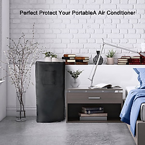 Portable Air Conditioner Cover, Dustproof and Waterproof AC Cover for Indoor Use Winter Storage Fits Most AC Units, Remote Storage Bag Included - 13.2x12.2x28.5inch (Black)