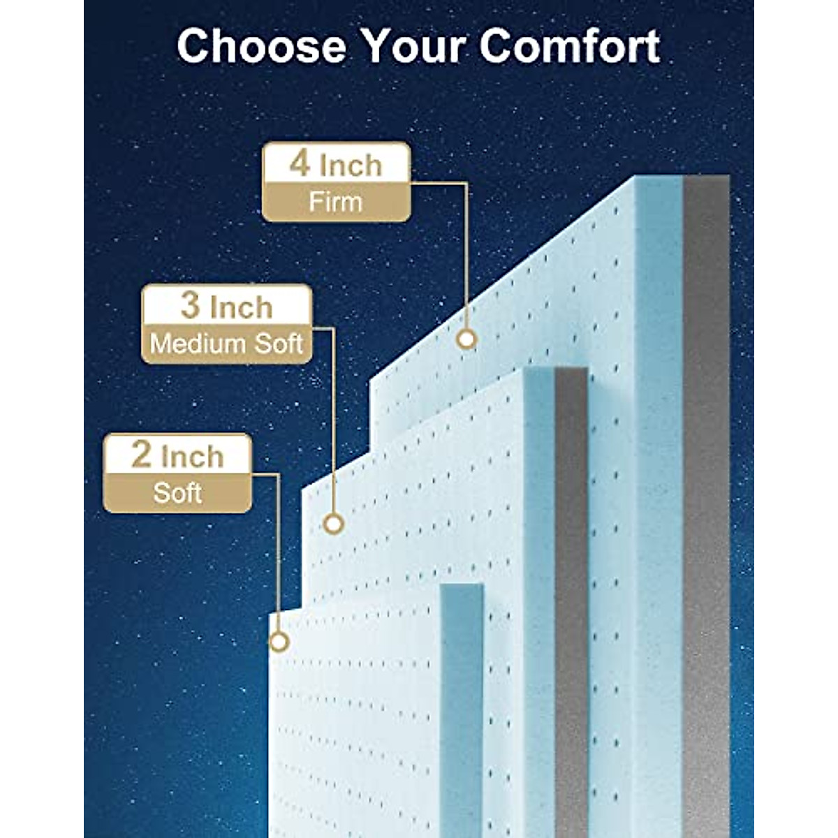 BedStory 4 Inch Mattress Topper Full Size, Gel & Bamboo Charcoal Infused Memory Foam Bed Toppers with Removable Cover, High Density Memory Foam