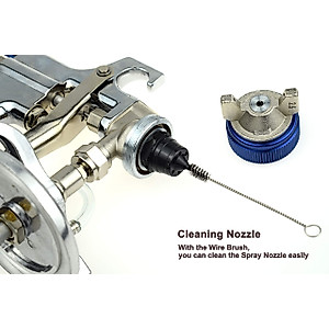 Dynastus 33 oz Siphon Feed Spray Gun - 2.5mm Nozzle for Spraying Oil-Based or Latex Paints, with Filtering and Cleaning Kits