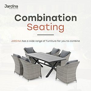 JARDINA Outdoor PE Wicker Patio Dining Chairs Rattan Seat with Cushion Pillow and Adjustable Table Legs for Outdoor Patio Backyard,Balcony (Grey)
