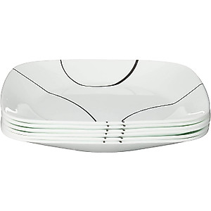 Corelle Vitrelle 6-Piece Salad Plates Set, Triple Layer Glass and Chip Resistant, Lightweight Square 9-Inch Plates, Simple Lines