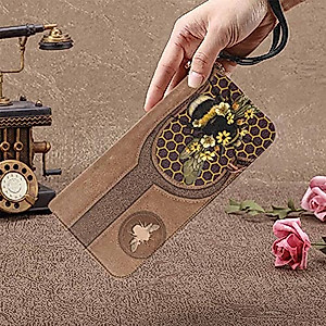 InterestPrint Personalized Name Clutch Purse Wallet, Little Bee Wallet Purse Wristlet Clutch with Zip