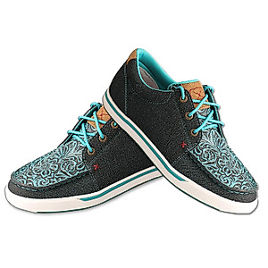 Twisted X Women's Kicks - Casual Sneakers Made with Hybrid Performance Leather, ecoTweed Lining, and Blended Rice Husk Outsole, Dark Teal & Teal, 10 M