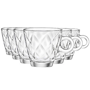 Bormioli Rocco Kaleido Espresso Coffee Glasses - Set Of 6-100ml (3.5oz)