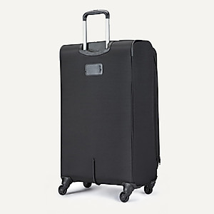 Amazon Basics Luggage, 30" Large Checked Softside Suitcase With Wheels, With Four 360-Degree Multi-directional Spinner Wheels, Expandable Space, Zippered Pocket and Straps, Telescopic Handle, Black