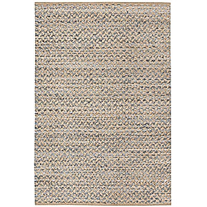 SAFAVIEH Cape Cod Collection Accent Rug - 4' x 6', Blue & Natural, Handmade Boho Braided Jute, Ideal for High Traffic Areas in Entryway, Living Room, Bedroom (CAP305M)