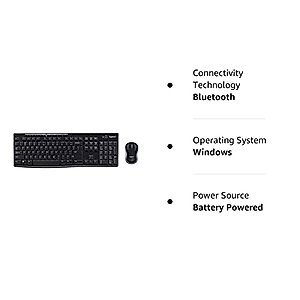 Logitech K270 Wireless Keyboard and M185 Wireless Mouse Combo — Keyboard and Mouse Included, Long Battery Life (Black with Mouse)